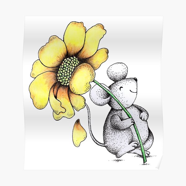 "Cute Mouse Holding Big Flower" Poster for Sale by Titatu | Redbubble