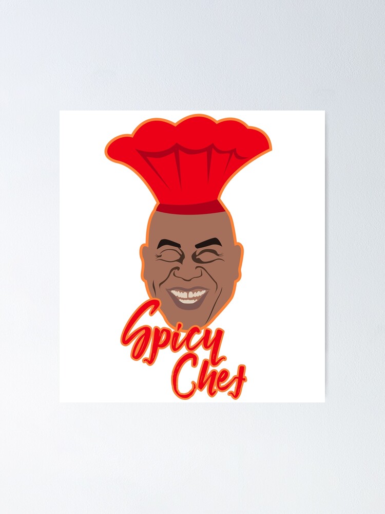 "Ainsley Harriott Red Cap with Spicy Chef Text Cool Drawing" Poster for ...