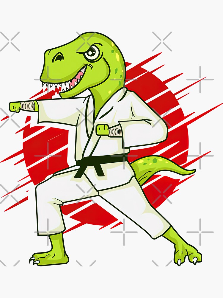 "T-Rex Dinosaur Karate Ninja Martial Arts Funny Boys Kids" Sticker by ...