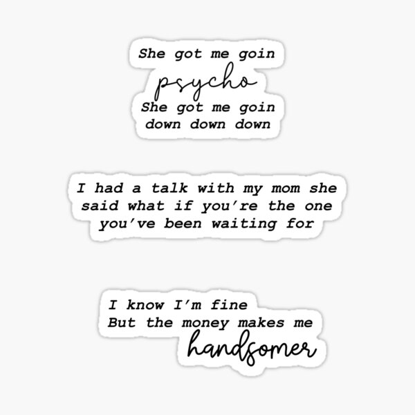 "Russ Lyric Pack" Sticker by princesssomo21 | Redbubble