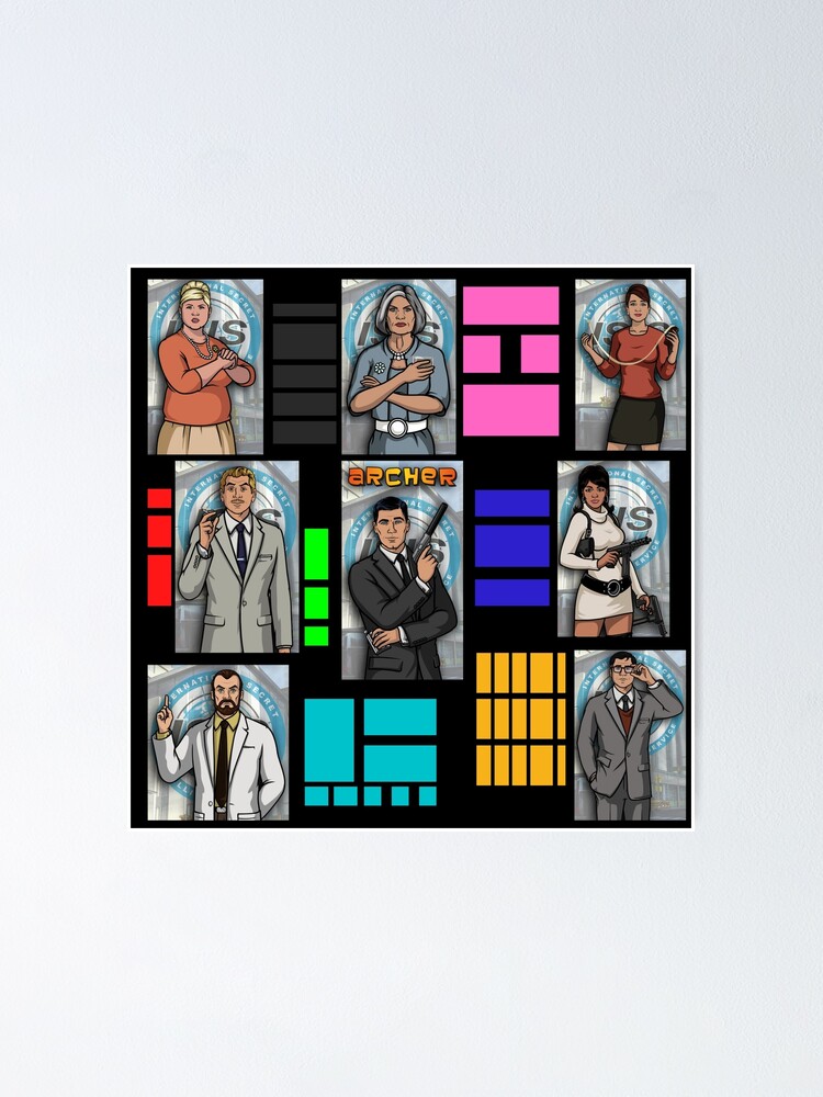 "Archer Collage - All Character - American Sitcom" Poster by ...