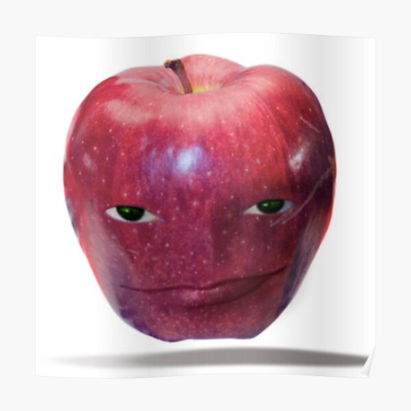 "smirking apple with face" Poster for Sale by Wynters-Stuff | Redbubble