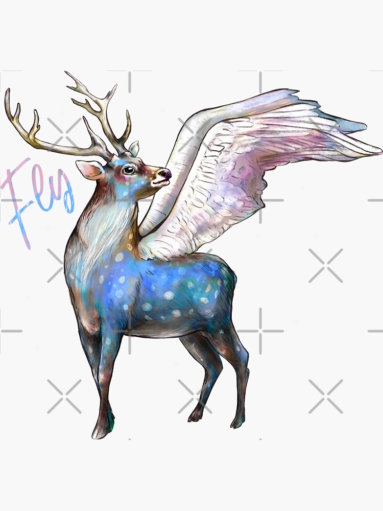 "Fly. Deer with wings " Sticker for Sale by Sitenkovamary | Redbubble