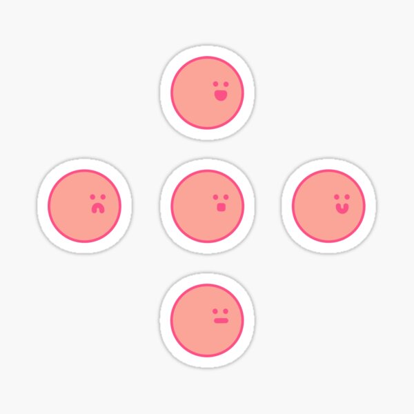 "Pink Moody Smileys (stickers pack of 5)" Sticker by Fuzzy-Logics ...