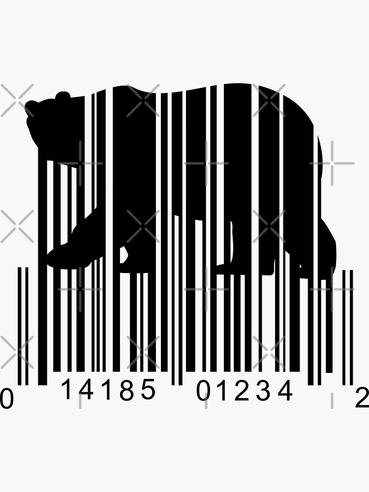 "Bear Barcode" Sticker by ReveriesByShay | Redbubble