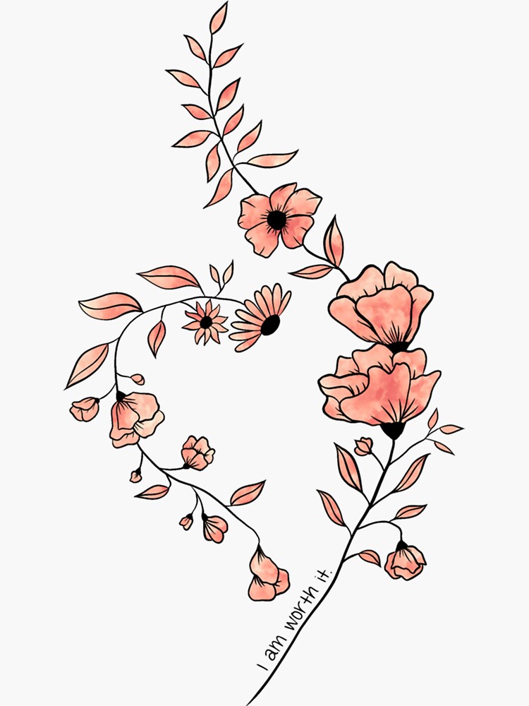 "NEDA National Eating Disorder Awareness Symbol in Flowers" Sticker by ...