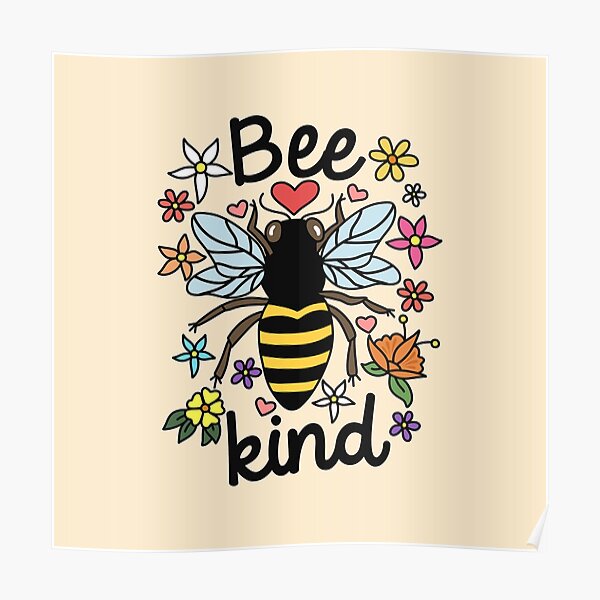 "Vintage floral bee happy poster | Be kind | Spread Kindness ...