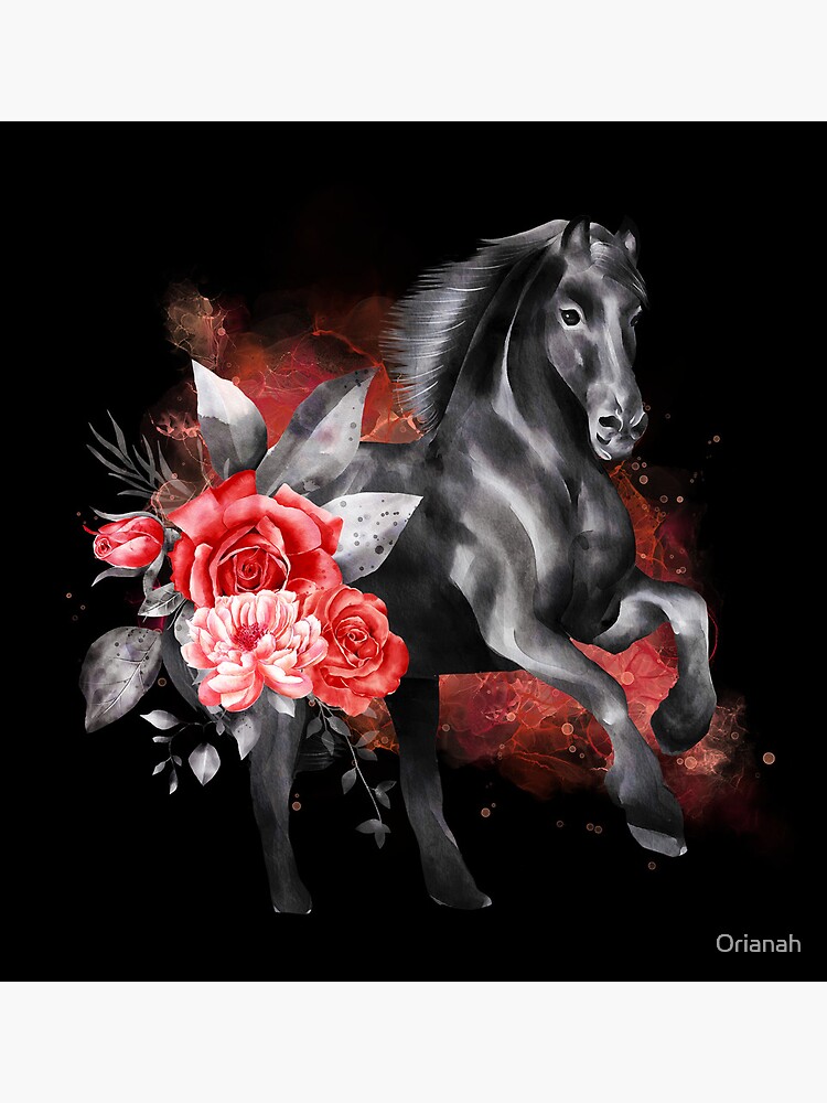 Póster «Un impresionante caballo semental negro, composición de ...