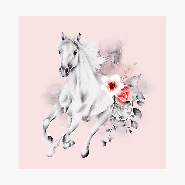 Lámina fotográfica «Una pintura mágica de acuarela de un caballo ...