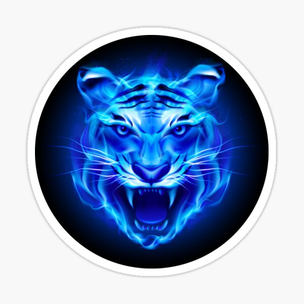 "Tiger with Blue Flame Sticker" Sticker by MarkuHereth | Redbubble