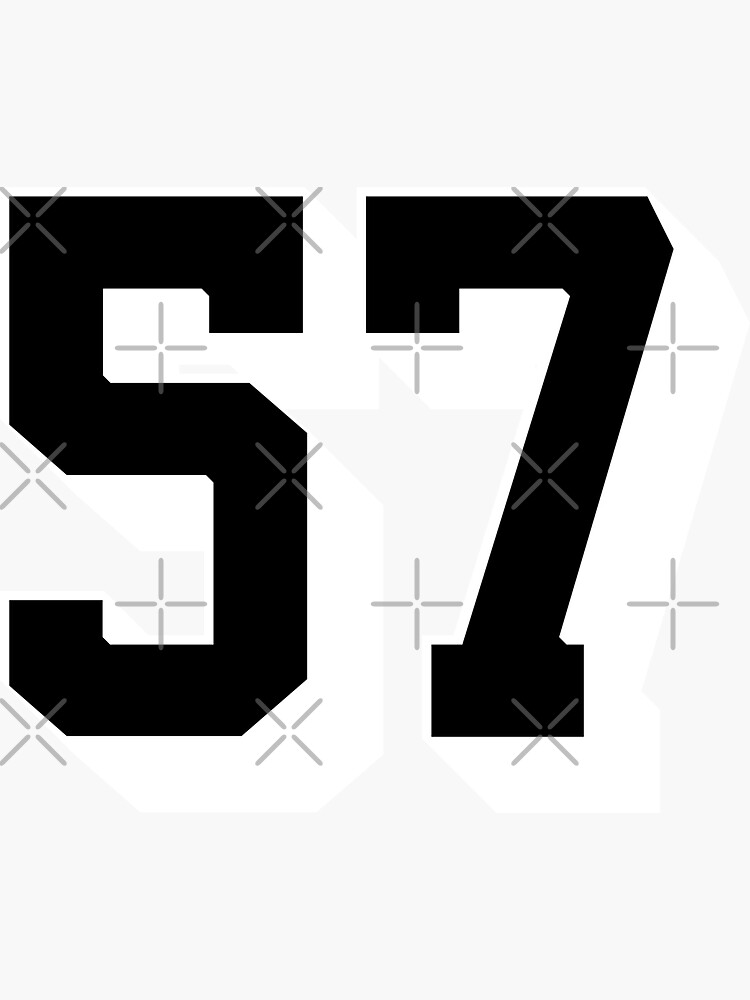 "Jersey Number 57 black" Sticker by jiromie | Redbubble