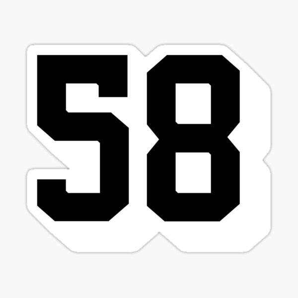 "Jersey Number 58 black" Sticker by jiromie | Redbubble