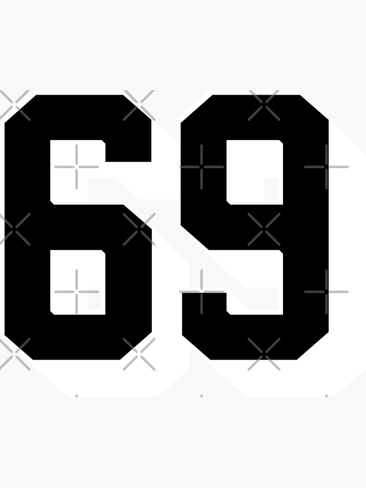"Jersey Number 69 black" Sticker by jiromie | Redbubble