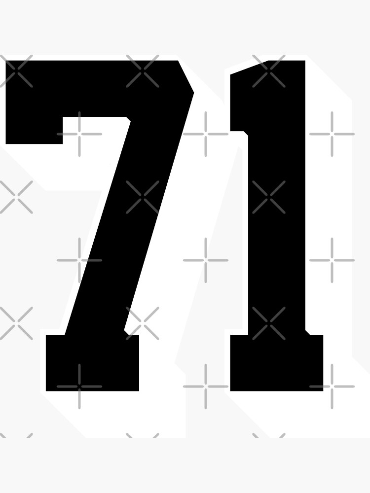 "Jersey Number 71 black" Sticker by jiromie | Redbubble