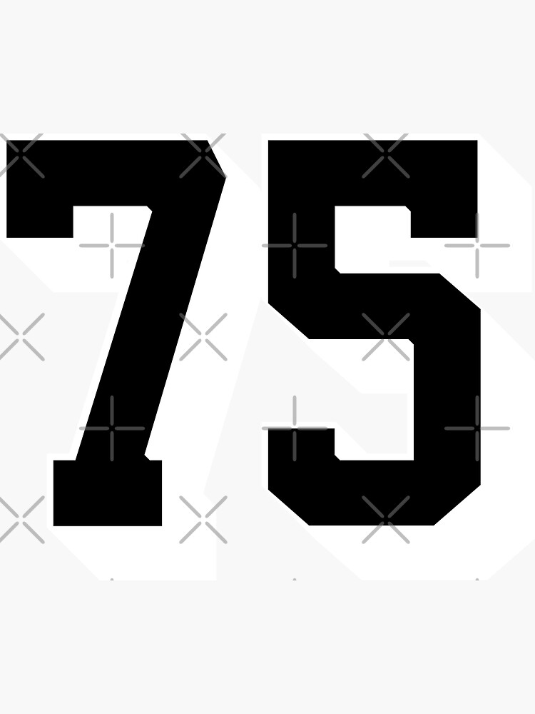"Jersey Number 75 black" Sticker by jiromie | Redbubble