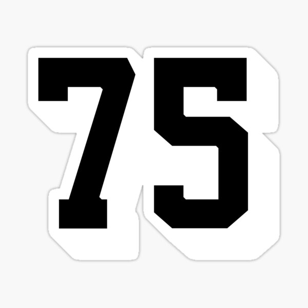 "Jersey Number 75 black" Sticker by jiromie | Redbubble