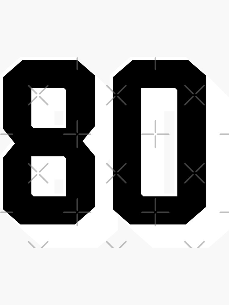 "Jersey Number 80 black" Sticker by jiromie | Redbubble