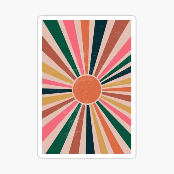 "Southwestern Rustic Rainbow Sun with Rays - Minimal Boho Illustration ...