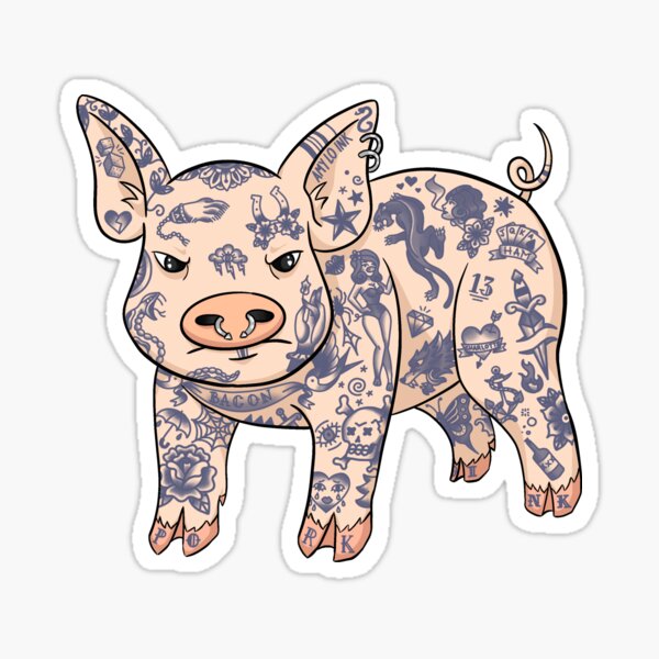 "Tough Piggy" Sticker for Sale by Amyloink | Redbubble