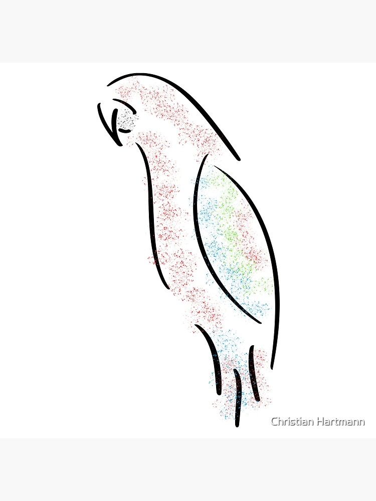 "Papagei / Ara Line Art - Minimalistisch mit Farbklecksen" Poster von ...