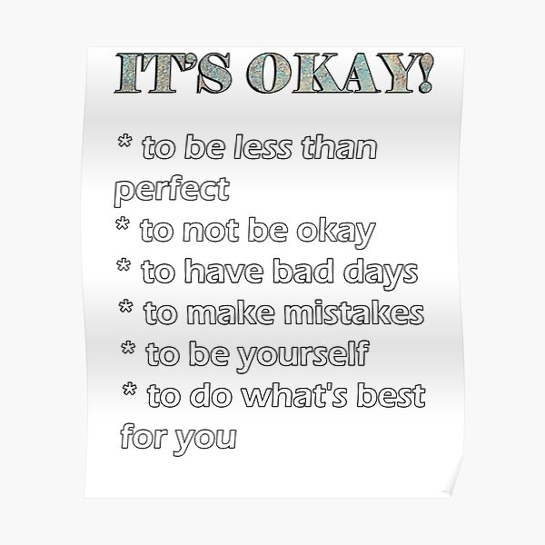 "Mental Health Quotes It's Okay To Not Be Okay Motivational " Poster ...