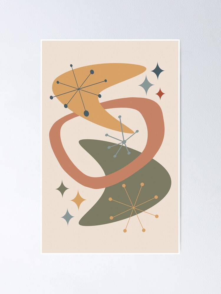"Mid Century Atomic Age Design 7 Green, Orange and Yellow" Poster by ...