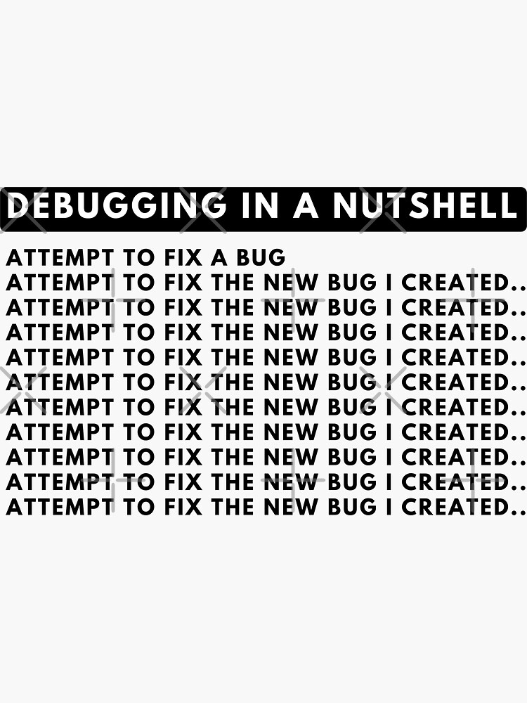 "Debugging in a nutshell" Sticker by ChenWithRan | Redbubble