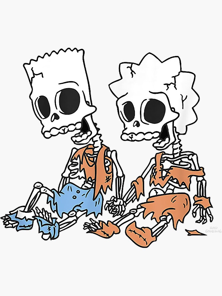 "Simpsons Bart & Lisa Skeletons" Sticker by Karthritpinkba | Redbubble