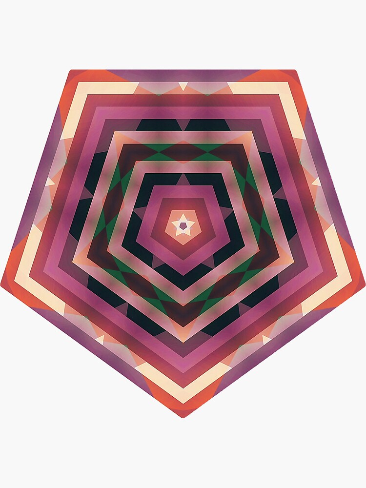 "Colorful & concentric pentagon patterns" Sticker by pixelez | Redbubble