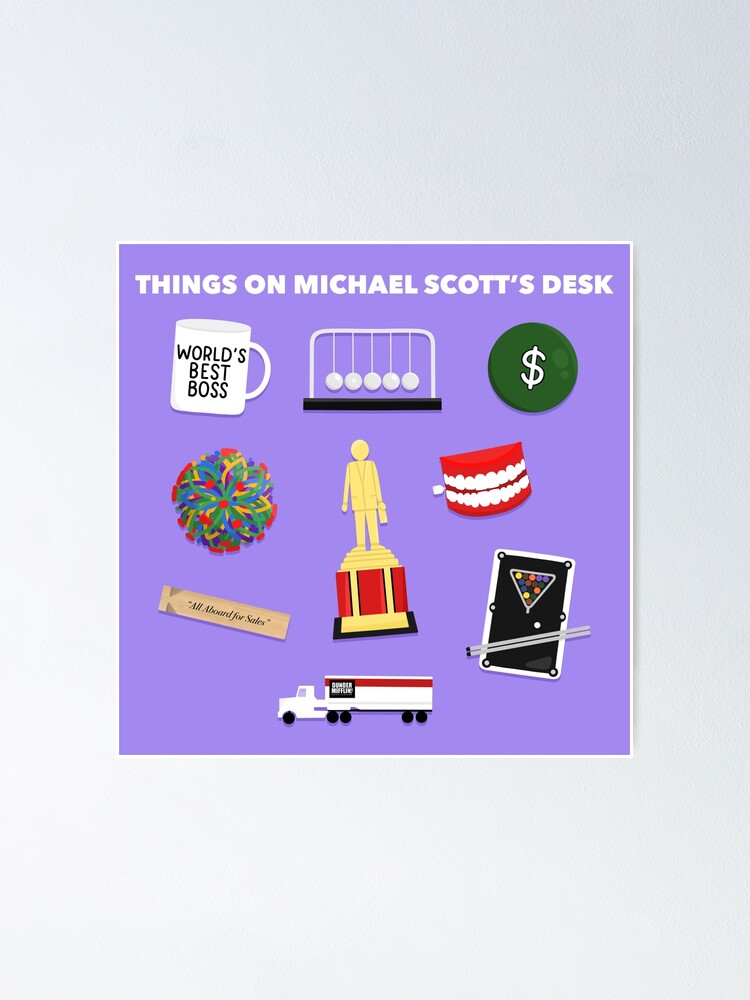 "The Office Michael Scott’s Desk" Poster for Sale by cutermelon | Redbubble