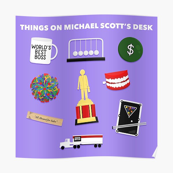 "The Office Michael Scott’s Desk" Poster for Sale by cutermelon | Redbubble
