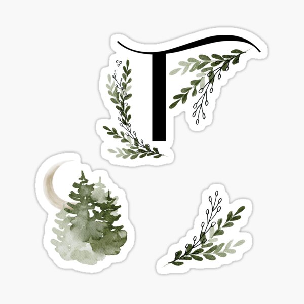 "Monogram T - Alphabet Letter decorated forest elements." Sticker by ...