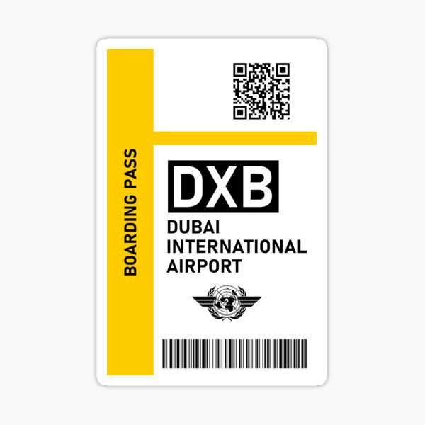 "Dubai International Airport (DXB) boarding pass" Sticker by ...