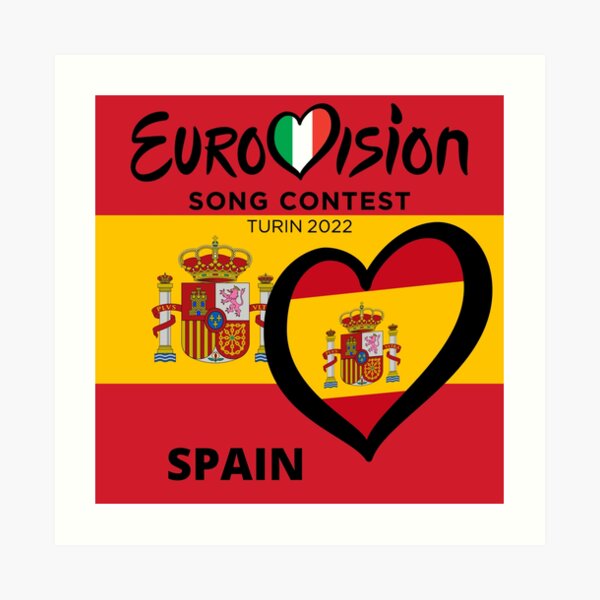 "Eurovision Song Contest 2022. SPAIN. Flag of Spain with Heart." Art ...