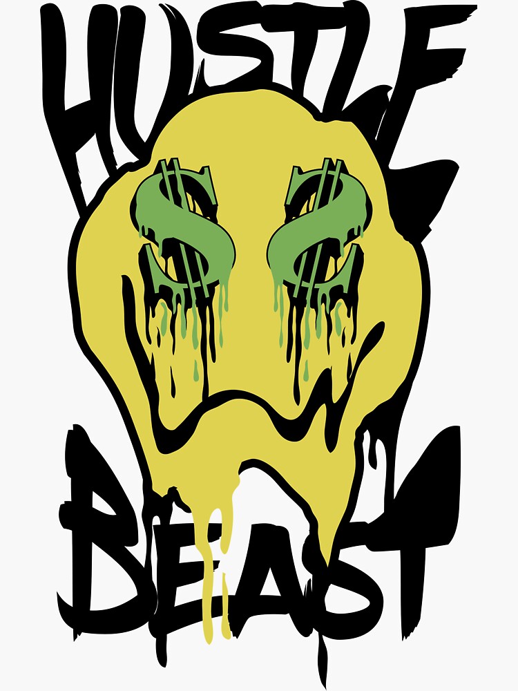 "Hustle Beast Smiley " Sticker by stpantelic | Redbubble