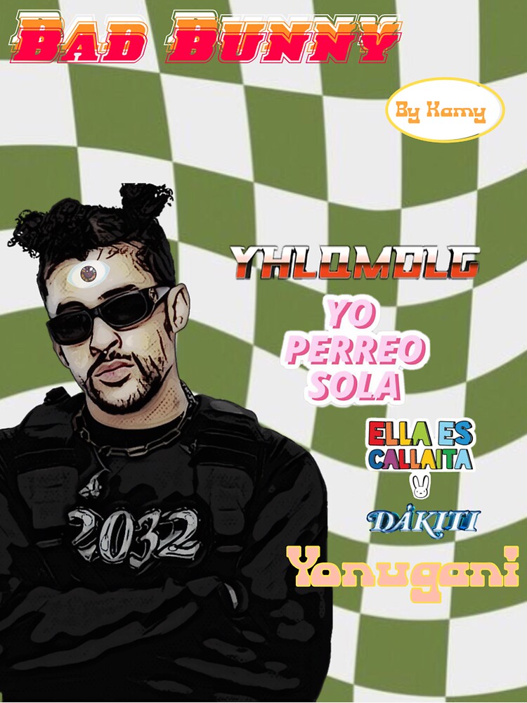 "Bad Bunny Fan edit poster" Sticker by Kamyalexandra23 | Redbubble
