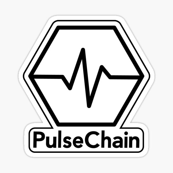 "Pulse Chain Crypto Currency Logo Black and White" Sticker by ...