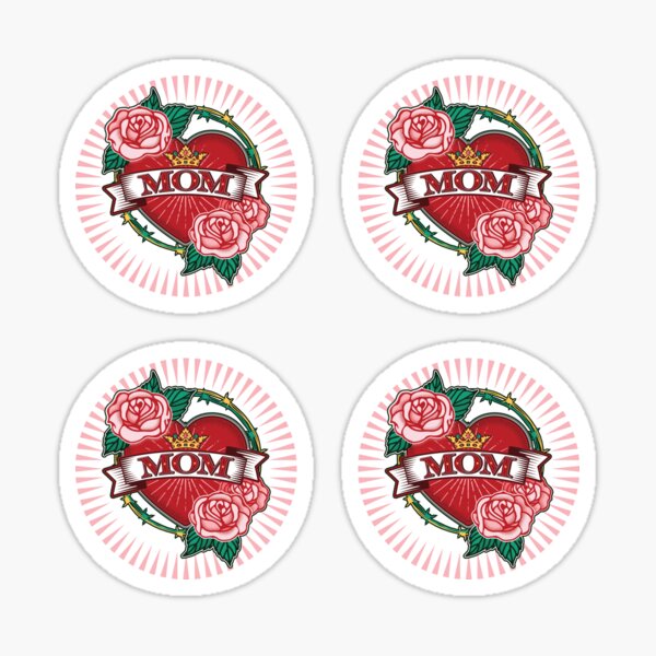 "Ornamental Tattoo Style Heart- MOM" Sticker for Sale by wickedpretty ...