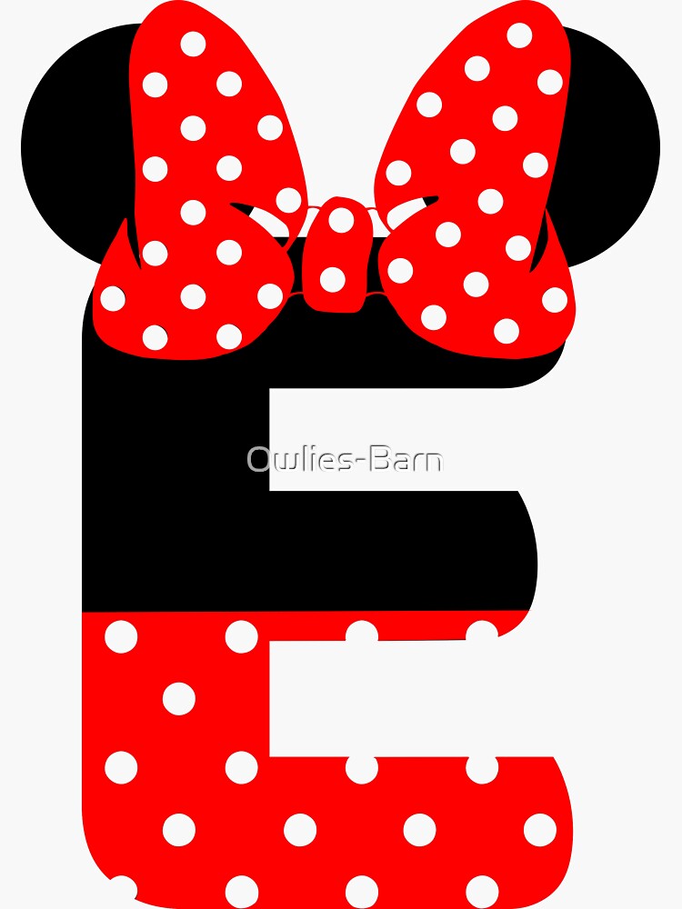"Minnie Monogram - E" Sticker by Owlies-Barn | Redbubble
