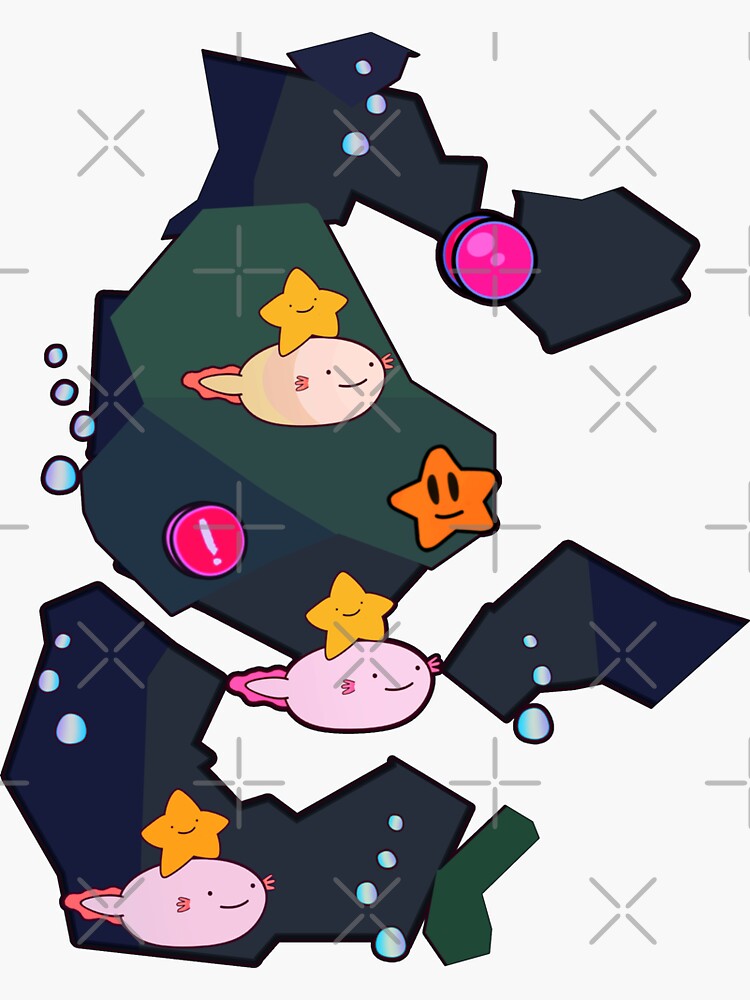"Axolotl and star pattern " Sticker by lazarosdesign | Redbubble