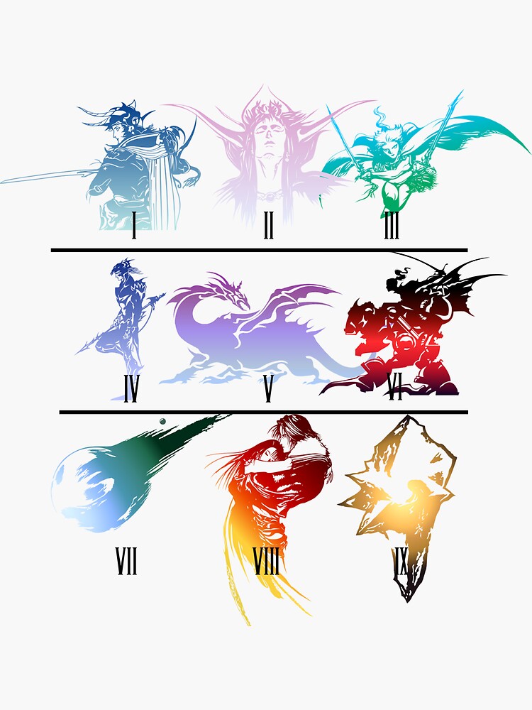 "Final Fantasy 1-9 Logo Art" Sticker for Sale by Zerger | Redbubble