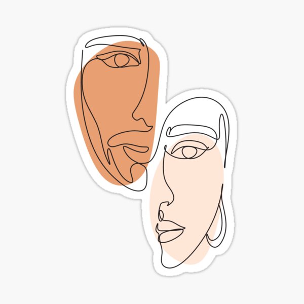 "Face Line Art" Sticker by cdriscoll27 | Redbubble
