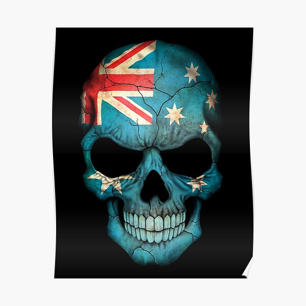 "Australian Flag Skull" Poster for Sale by JeffBartels | Redbubble