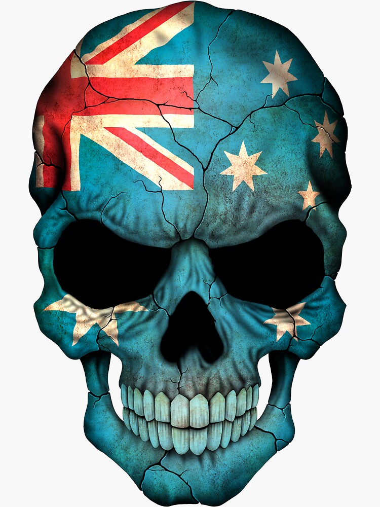 Australian Flag Skull Sticker For Sale By Jeffbartels Redbubble