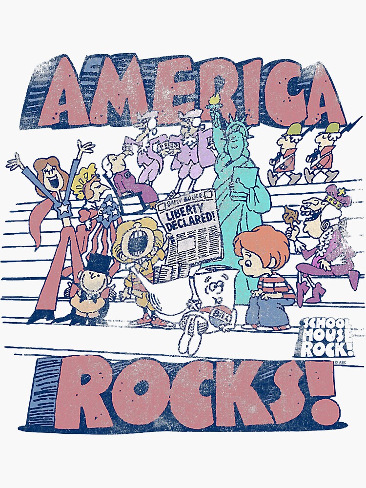 "Schoolhouse Rock America Rocks" Sticker by CabayeJujino | Redbubble