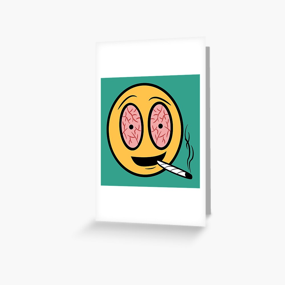 "Funny Smiley Face/Emoji with Bloodshot Eyes and a Joint Design 420 ...