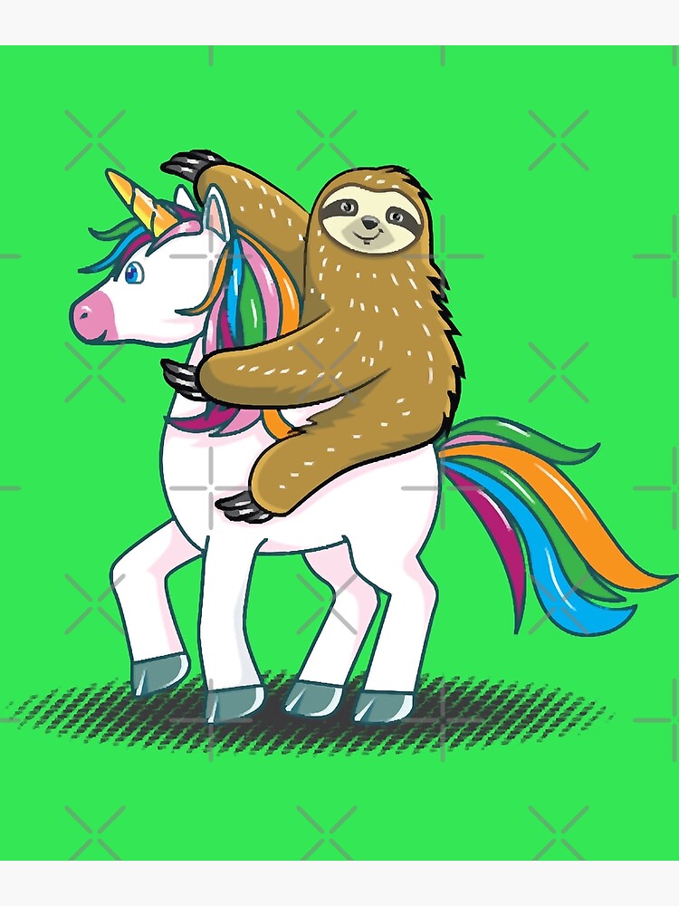 "Sloth riding Unicorn" Poster for Sale by NketialAntony | Redbubble