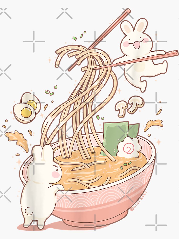 "Cute Ramen Noodle Soup Anime Kawaii Aesthetic Even" Sticker by ...