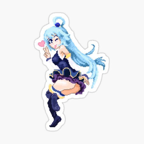 "Pixel Art Aqua from Konosuba Classic ." Sticker for Sale by ...