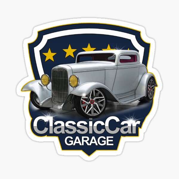 "Classic Car Garage" Sticker by WilcoxPhotoArt | Redbubble